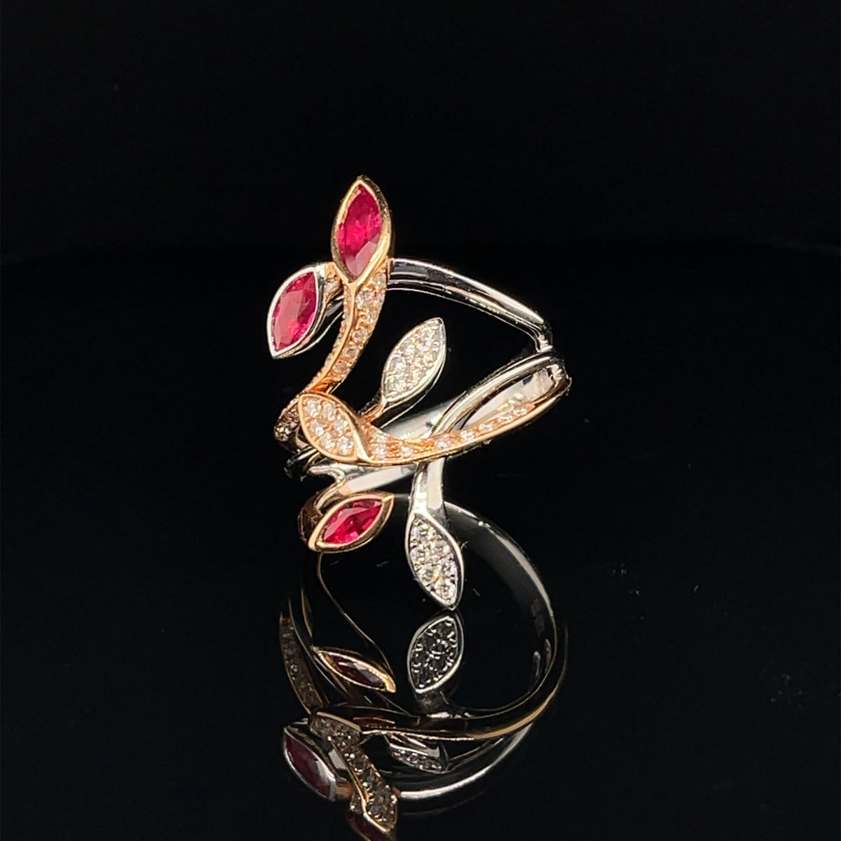 Ruby & Diamond Tulip Garden Ring in 18k Two Tone Gold - (#107-RGRUB103 ...