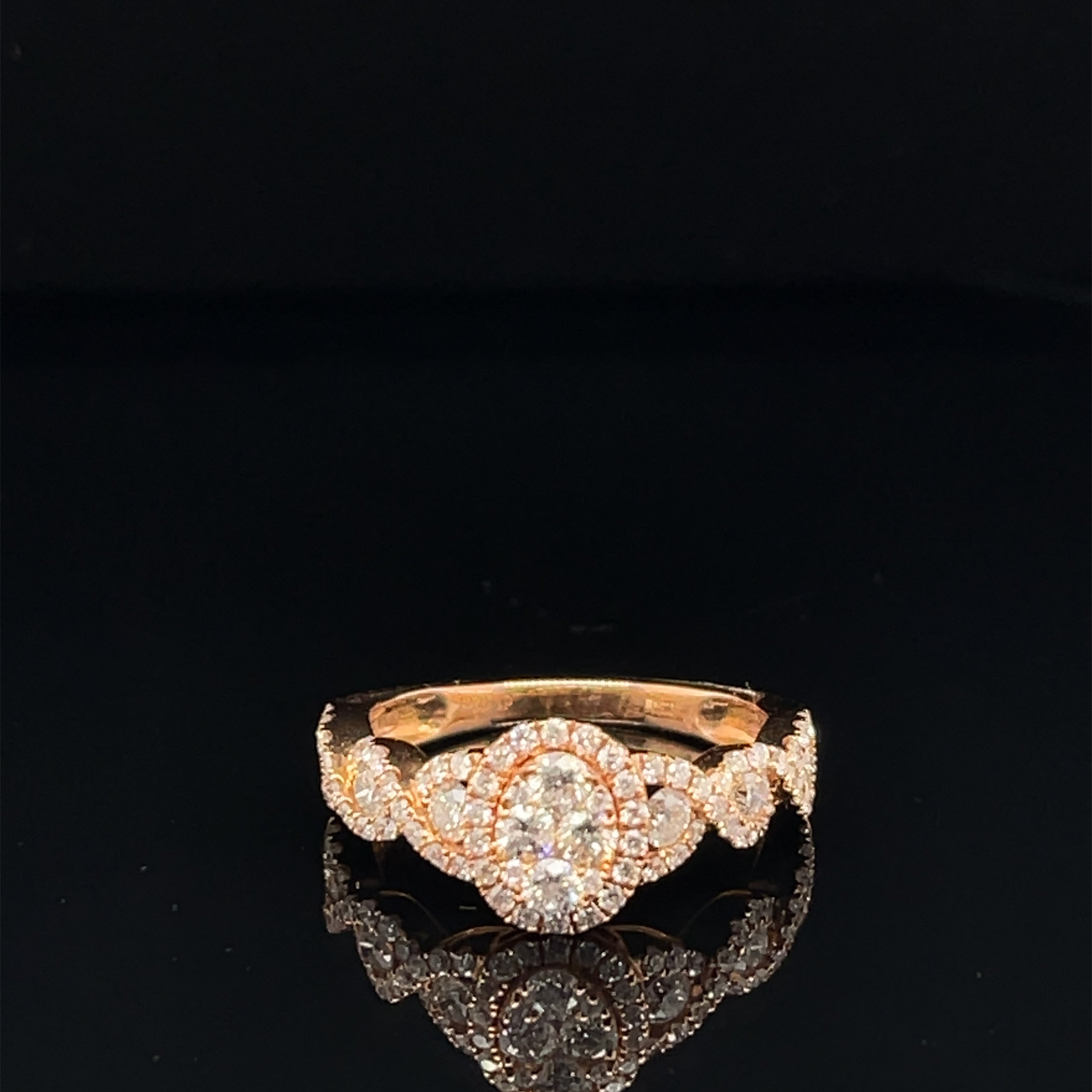 Diamond Triple Halo Cluster Promise Ring in 18k Rose Gold - (#26-HRDIA ...